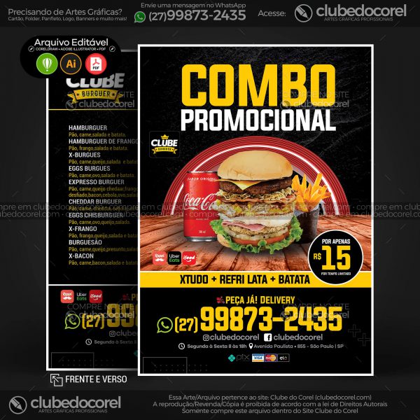 Panfleto Flyer - Lanchonete [CDR AI PDF] #03 | Clube do Corel