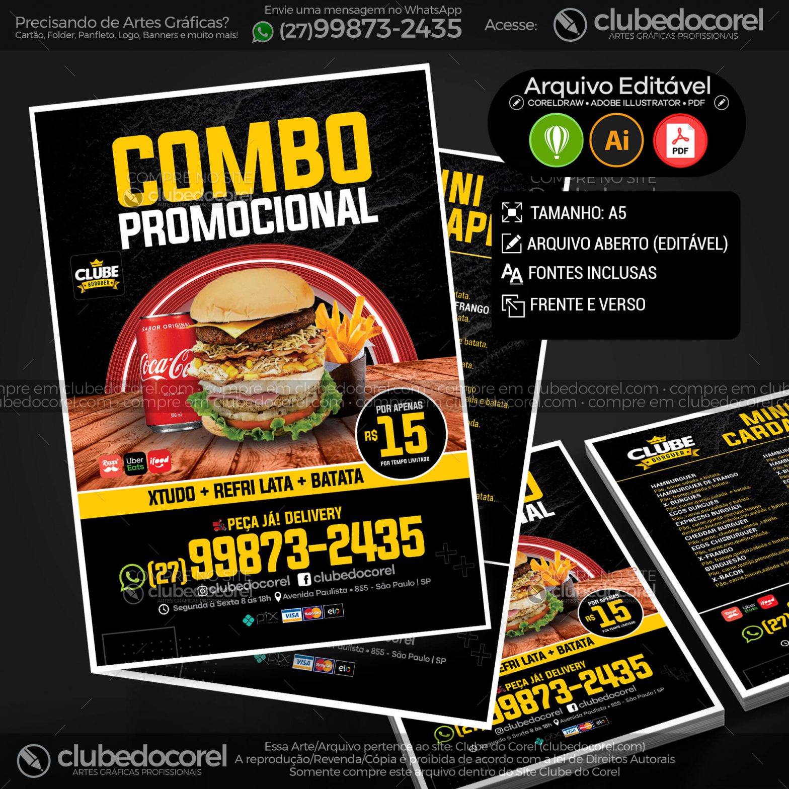 Panfleto Flyer - Lanchonete [CDR AI PDF] #03 | Clube do Corel