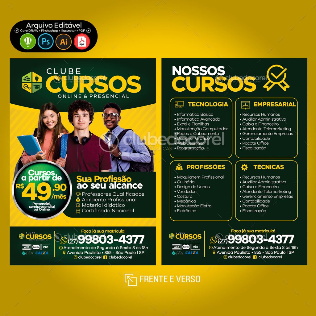 Cursos - Panfleto / Flyer / Folder #01 | Clube do Corel